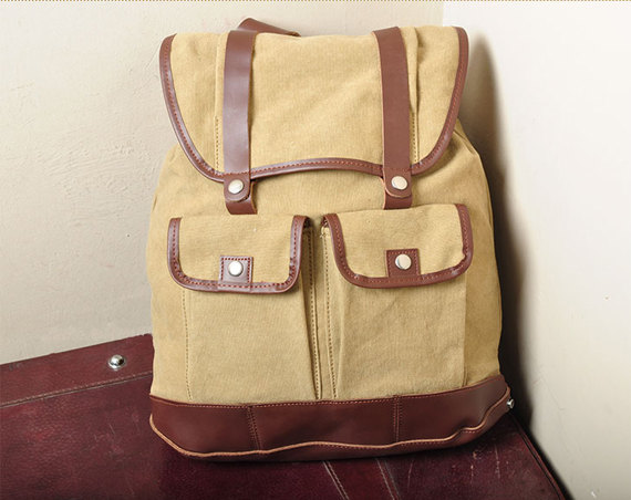 Gift --- Yellow Canvas Backpack, Student Canvas Backpack, Leisure ...